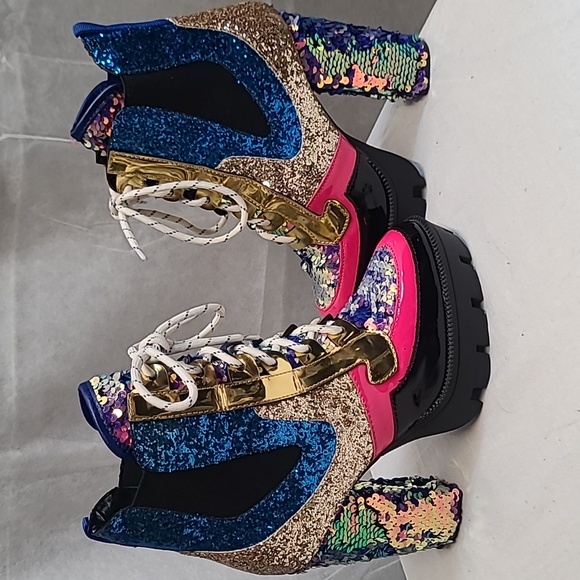 Cape Robbin | Shoes | Cape Robbin Multi Color Lace Up Boots Glitter ...